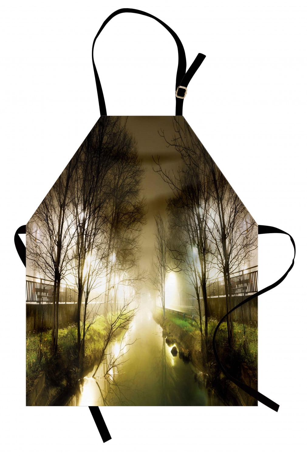 Forest Apron Water Channel Foggy Weather Trees Grass City Street at ...