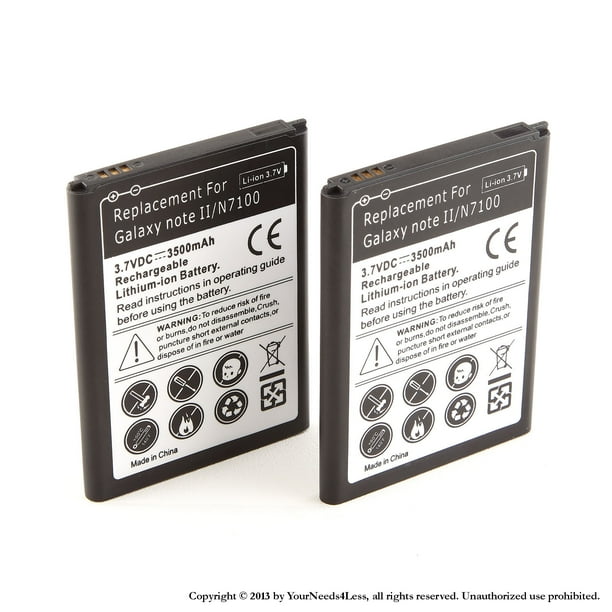 YN4L® 2 X 3500mAh Replacement Batteries for Samsung Galaxy Note II 2 GT ...