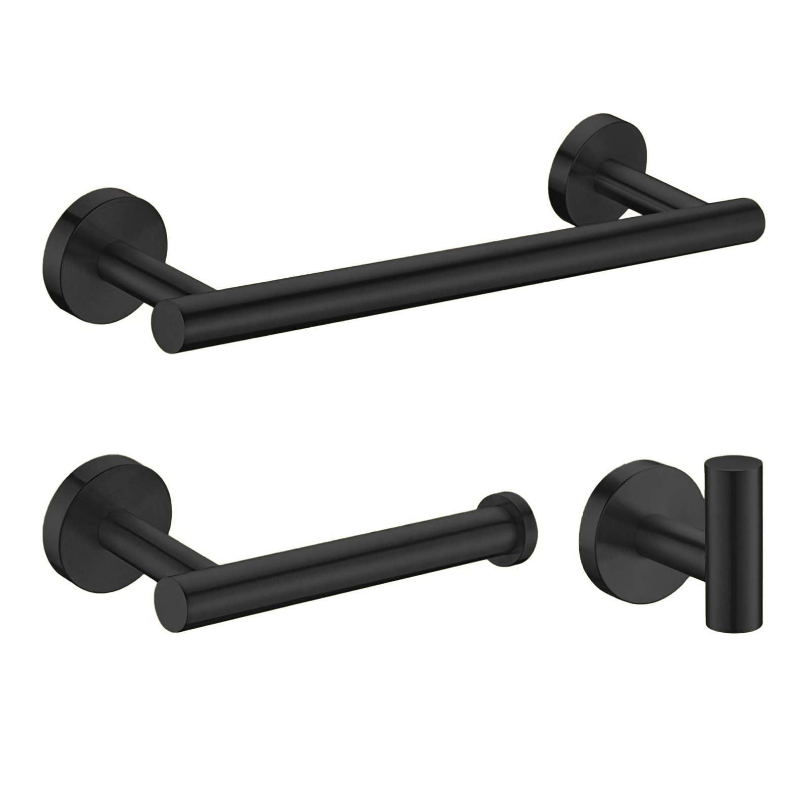 3 Pieces Bathroom Hardware Set 12" Towel Bar Tissue Paper Roll Holders ...