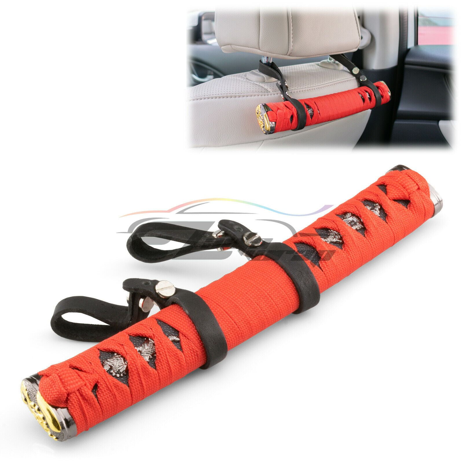 Universal Red Black Samurai Headrest Handles Hand Grip Grab Rear Seat ...