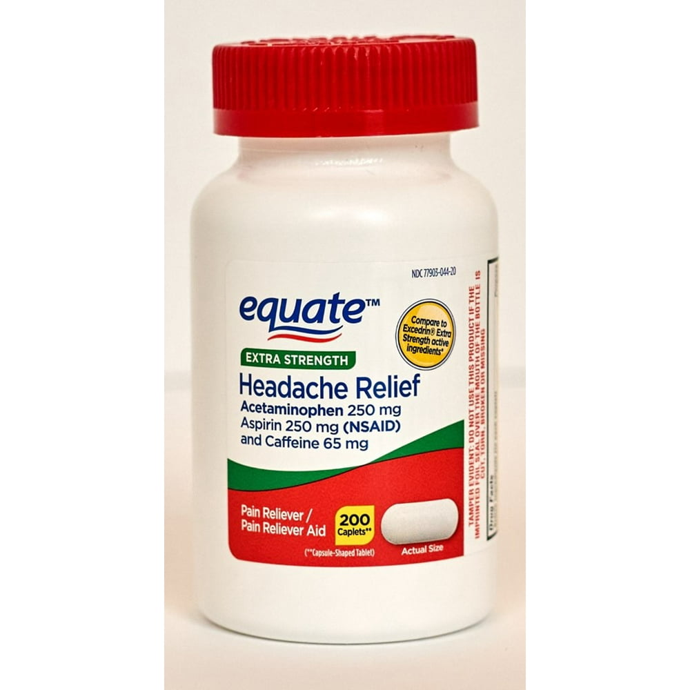 Equate Extra Strength Headache Relief Caplets, 200 Count - Walmart.com ...
