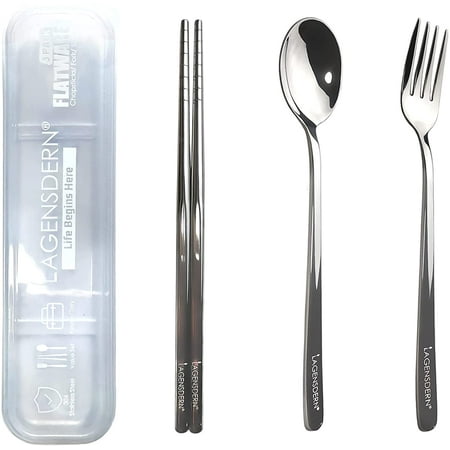 Premium Travel Utensils Set, Portable Utensils with Case, Stainless ...