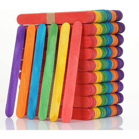 1200 Pack 6 Inch Colored Popsicle Sticks Large Colorful Wooden Craft ...