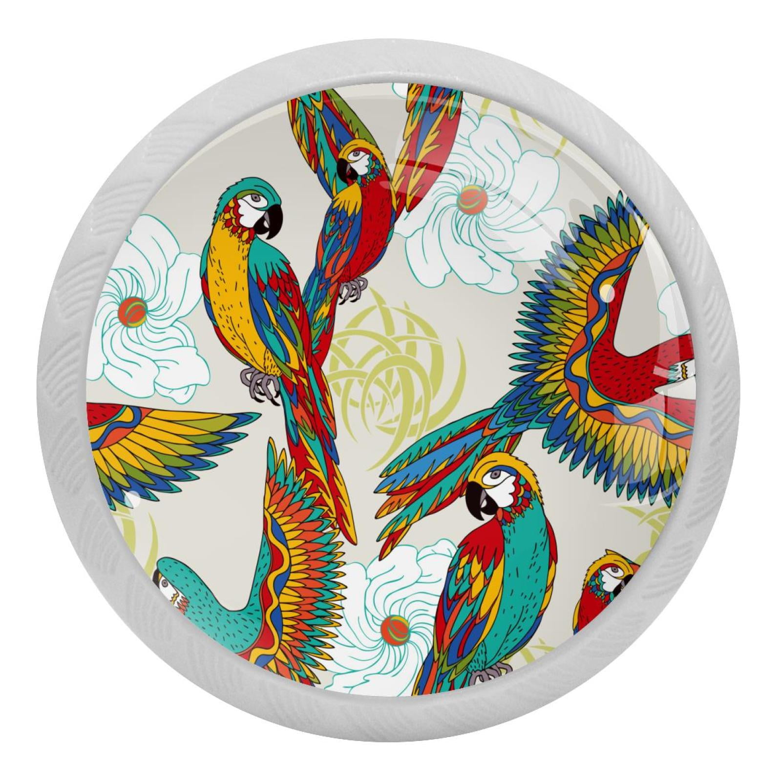 4PCS Round Parrot Cabinet Fluorescence Knob Glowing in the Dark ...