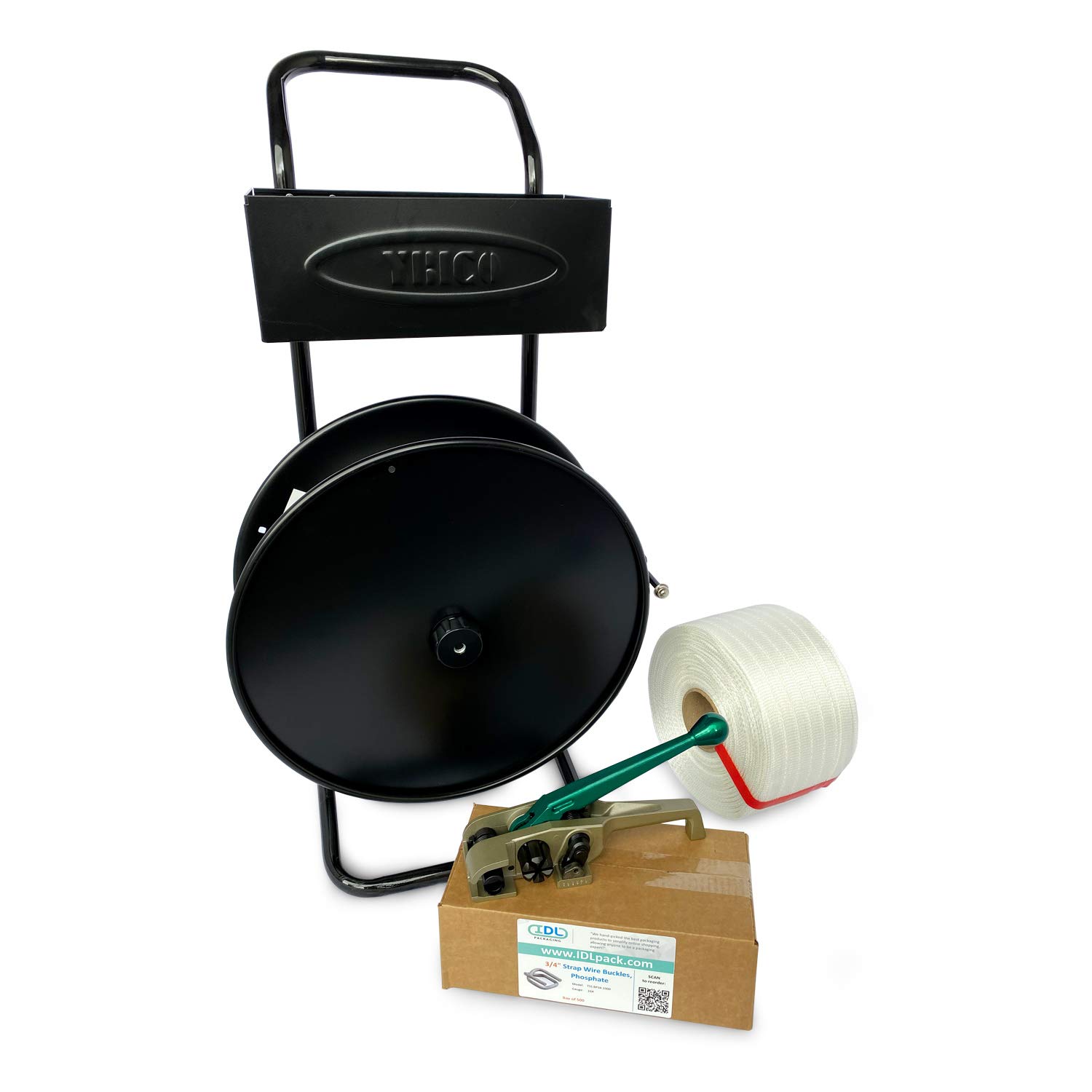 IDL Packaging 3/4" Woven Cord Strapping Kit, PRO, 900 lbs Break Strength with DIspenser ...