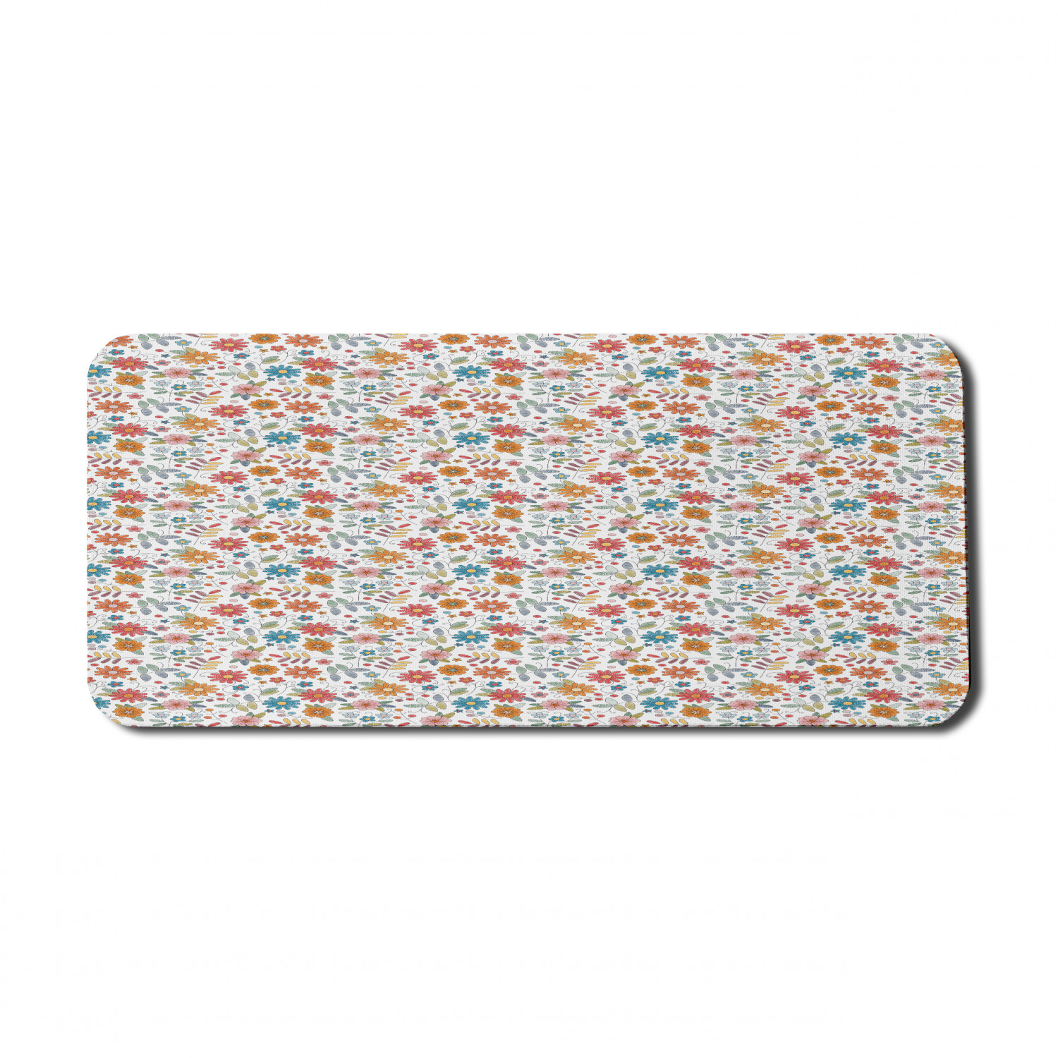 Flower Computer Mouse Pad, Colorful Flourishing Daisies with Leaves ...