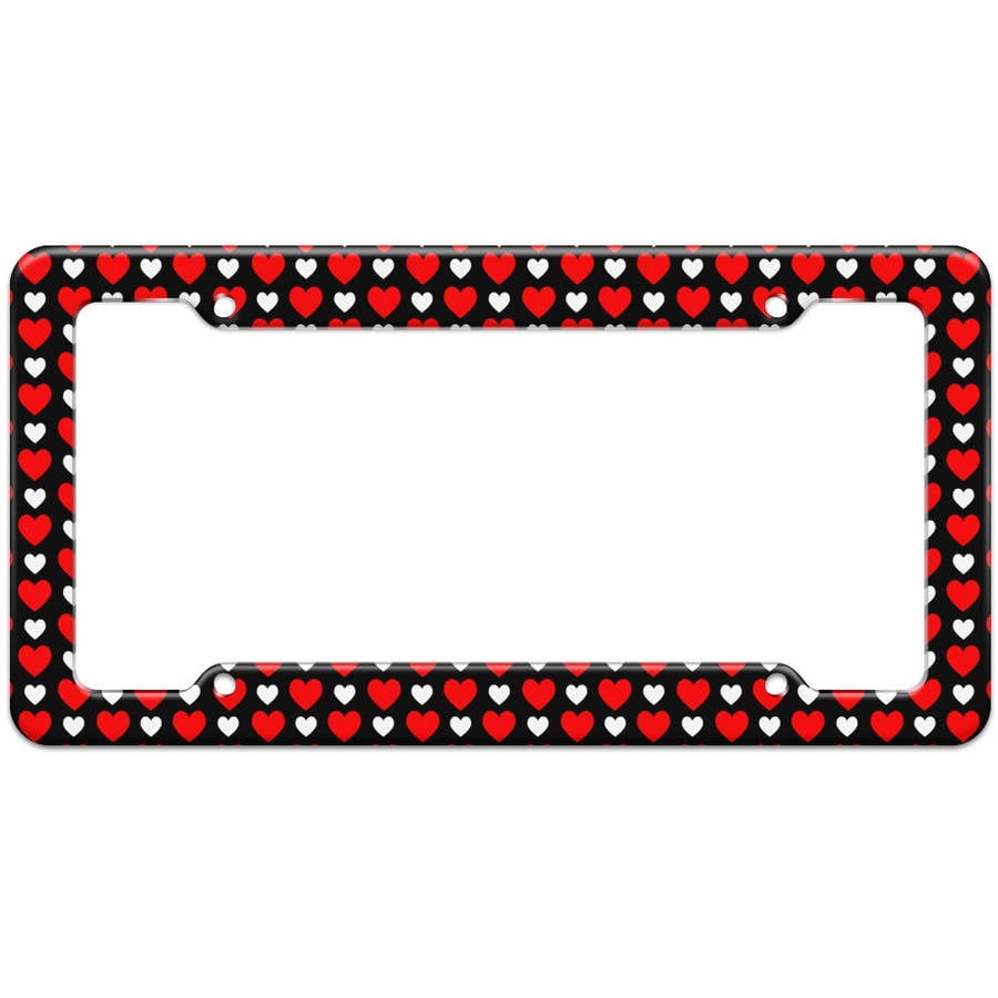 Hearts Red White Pattern License Plate Frame - Walmart.com