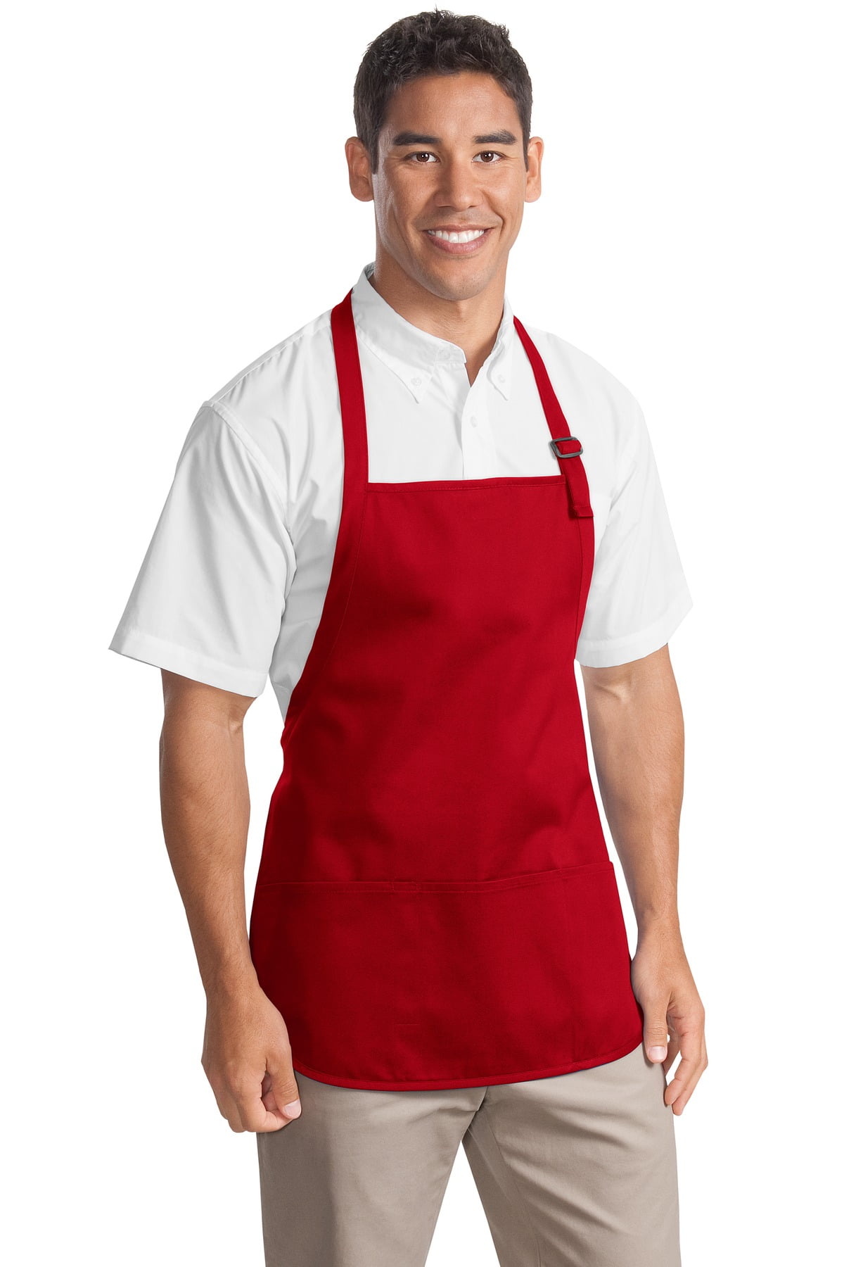 Port Authority® Medium Length Apron With Pouch Pockets. A510 Red Osfa ...