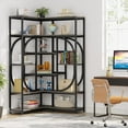 Tribesigns 7-Shelf Corner Bookcase, L-Shaped Stand with Metal Frame for ...
