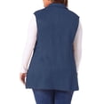 Unique Bargains Women's Plus Size Vests Long Sleeveless Casual Lapel ...