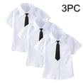 2-15T Boys 3 Pack Dress Shirts with 3 Tie and Chest Pocket Short Sleeve ...