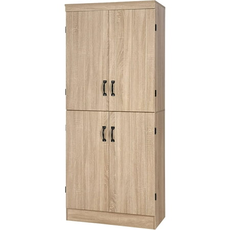 Freestanding Kitchen Pantry Storage Cabinet, 6-Tier Cupboard with 4 ...