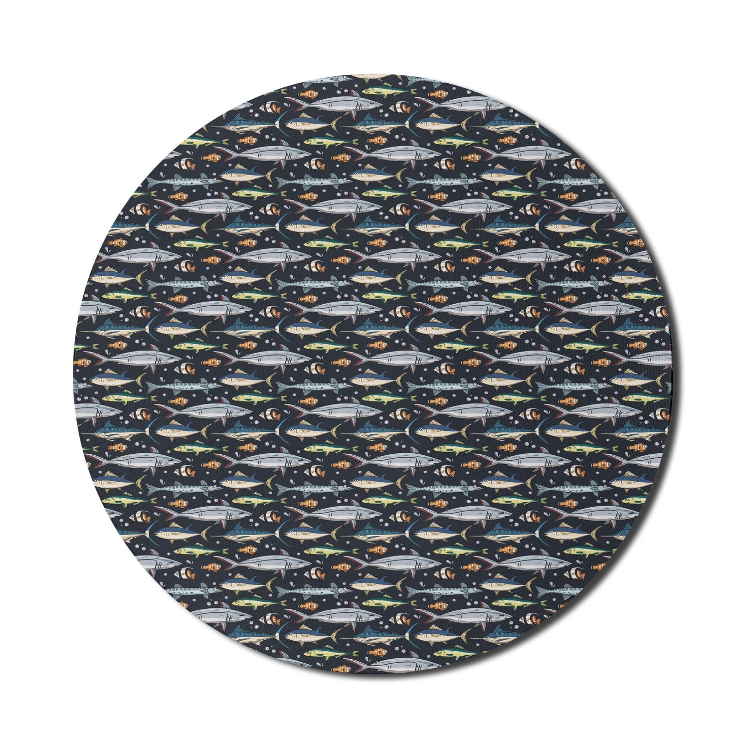 Nautical Mouse Pad for Computers, Pattern of Various Fish Types and ...