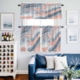 Abstract Marble Texture Kitchen Curtains Set for Windows, Coral Pink ...