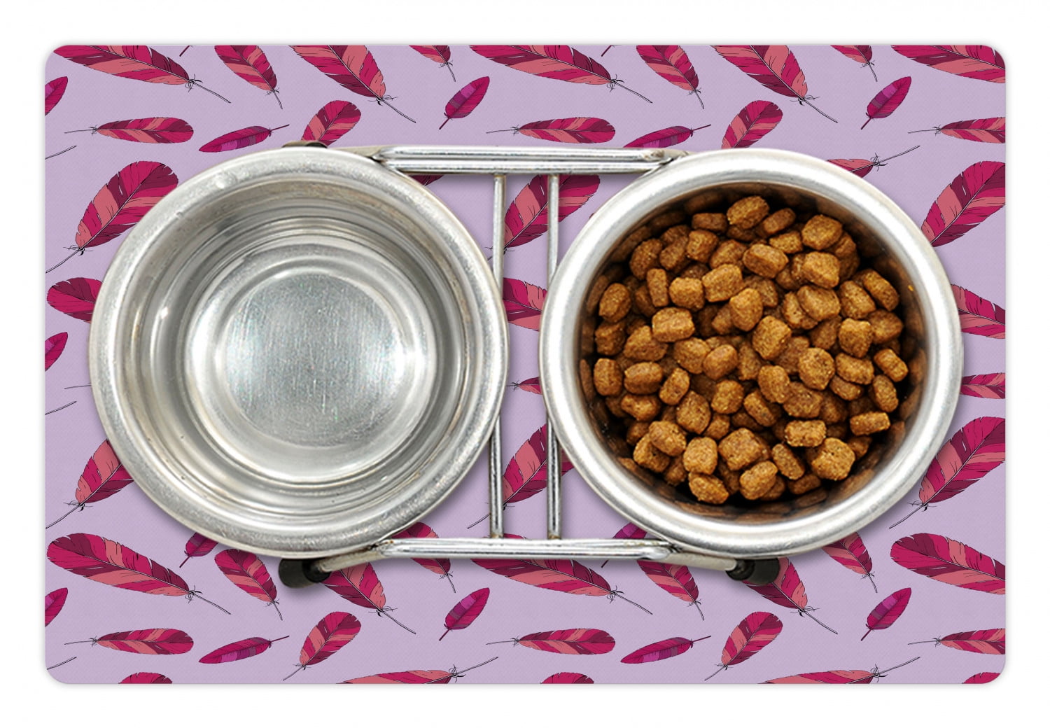 Feathers Pet Mat for Food and Water, Repeated Pattern of Feather ...
