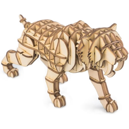 Build Your Own 3D Wooden Assembly Puzzle Wood Craft Kit Saber Toothed ...