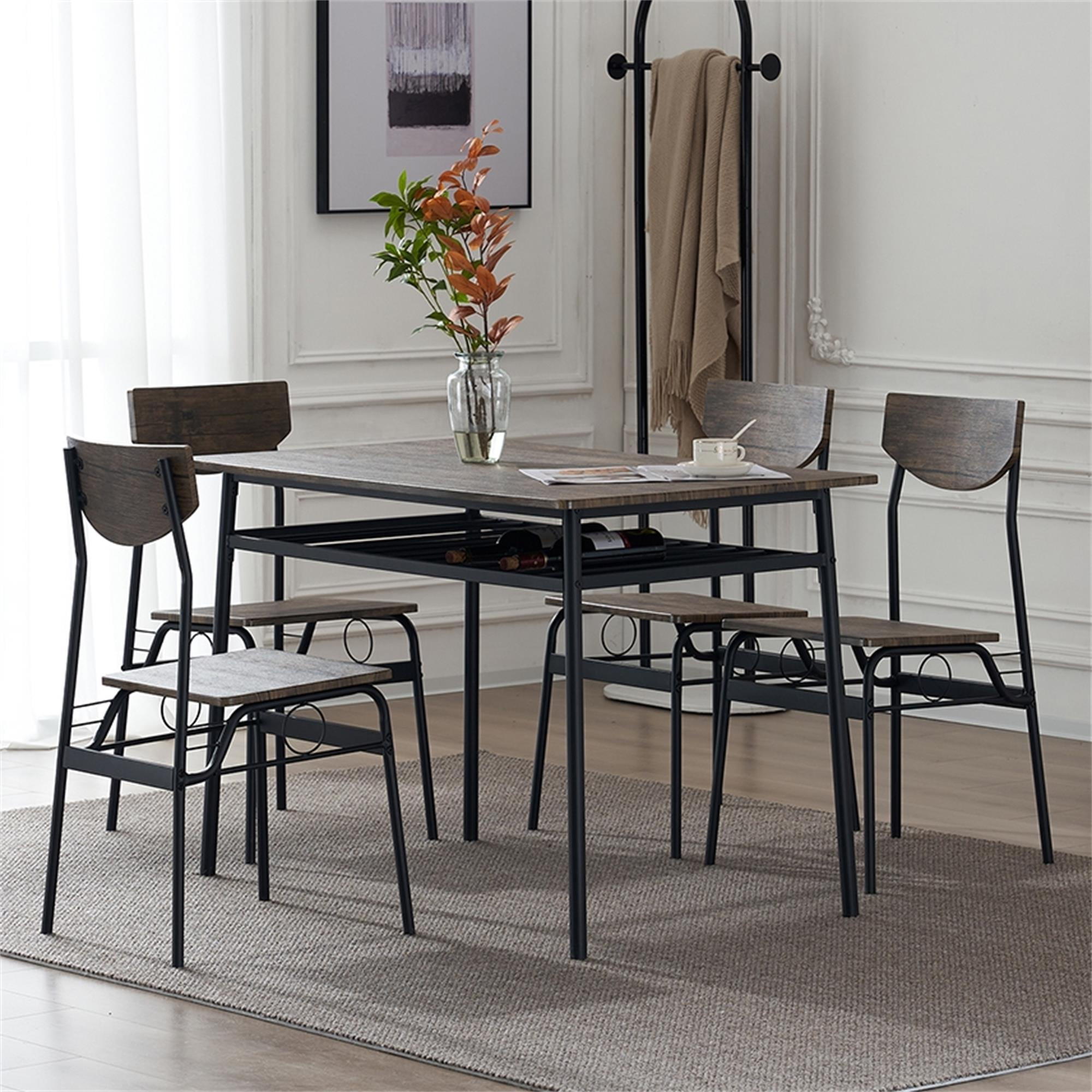 Canddidliik 5-Piece Modern Dining Set with Storage Racks, Rectangular ...
