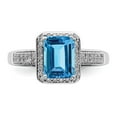 Sterling Silver Blue Topaz & Diamond Ring. Carat Wt- 0.19ct. Gem Wt- 1 ...