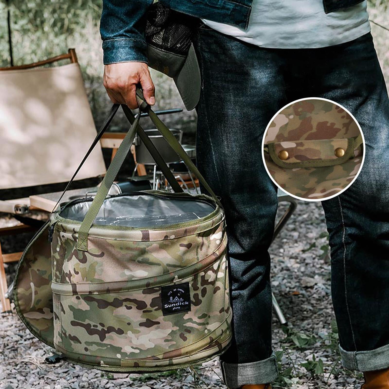 Collapsible Camping Trash Can Recycle Bin Organizer with Lid Laundry ...