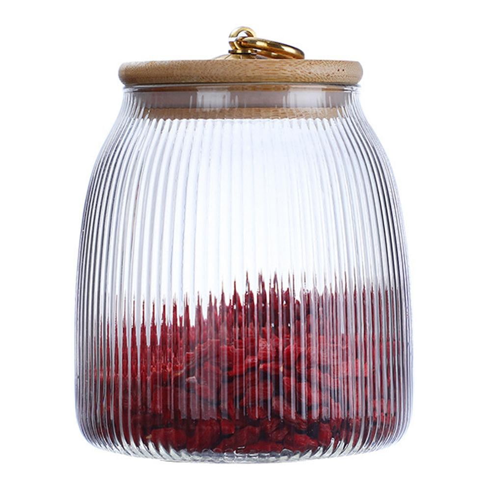 Glass Coffee Nuts Canister Airtight Storage Jar Striped Decorative ...
