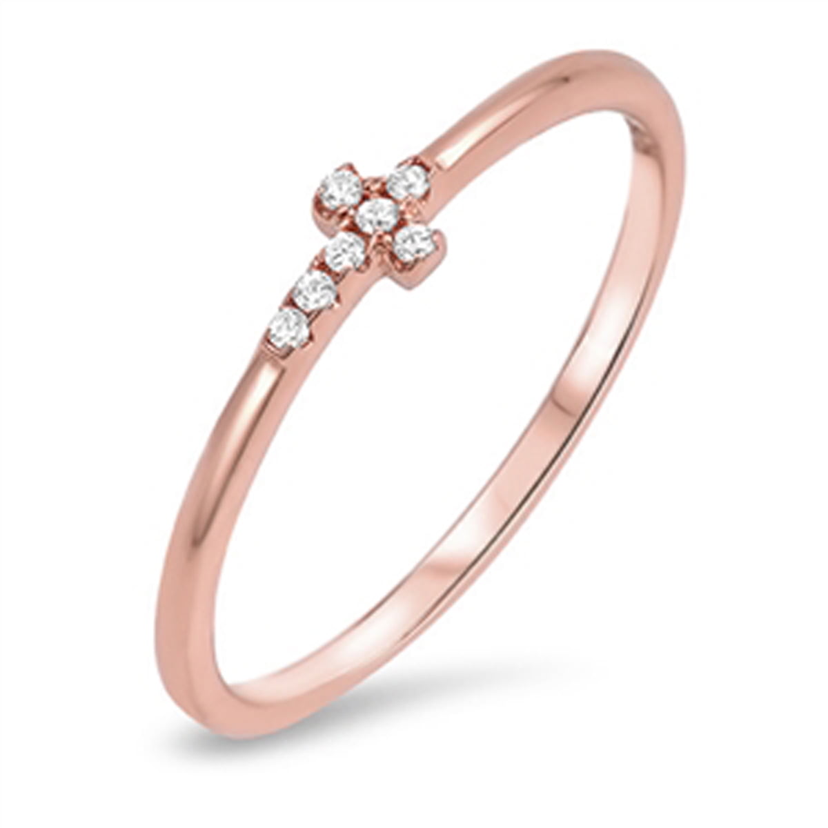 Sterling Silver Womens Flawless Colorless Cubic Zirconia Rose Gold