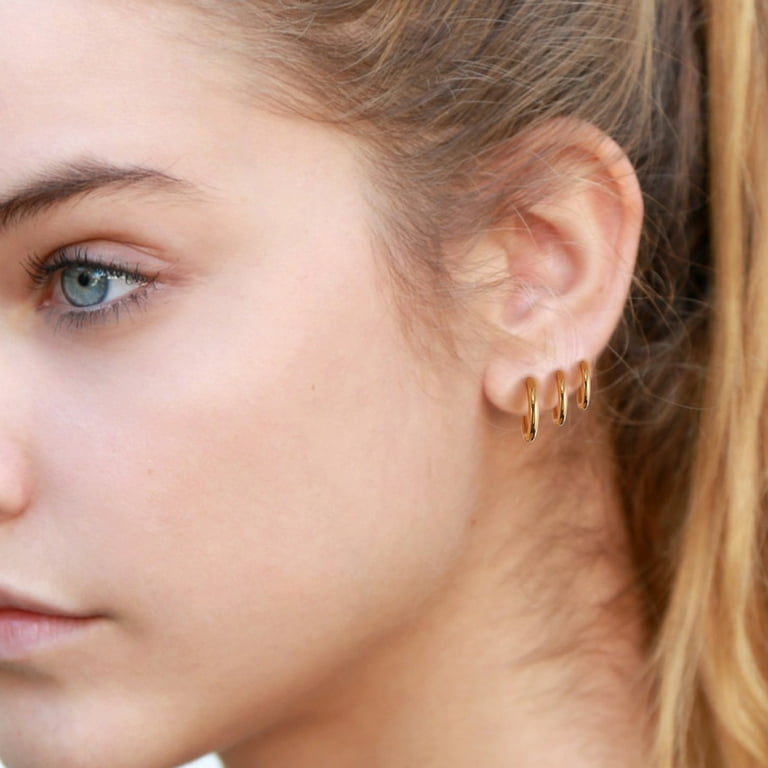 11pairs Surgical Steel Earrings for Sensitive Ears Hypoallergenic 20G Flatback Heart Star Square Ball CZ Stud Earrings Small Cartilage Huggie Hoop