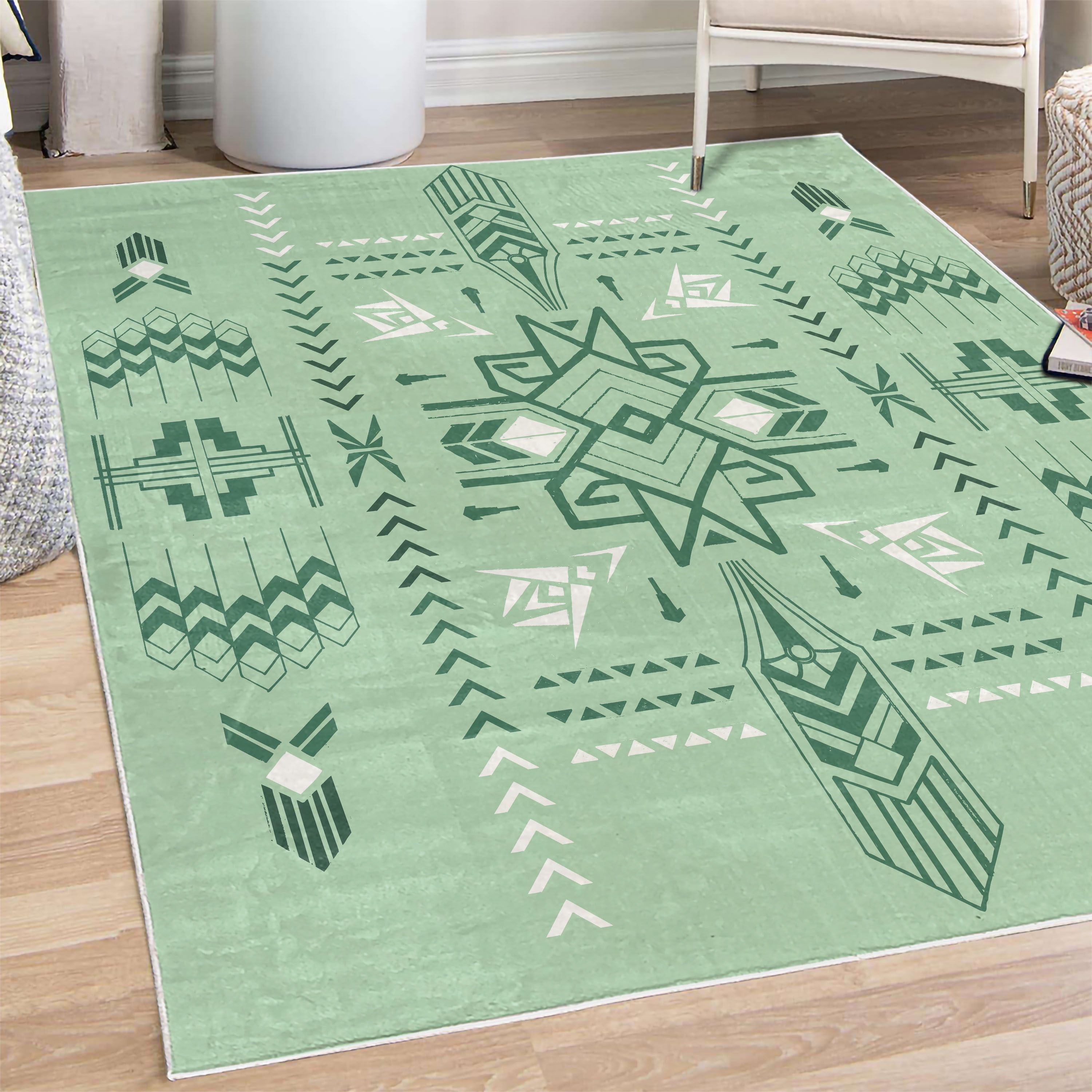 Geometric Decorative Rug, Tribal Hand Drawn Vintage Aztec Background in ...