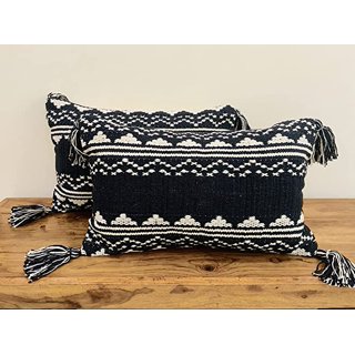 Ivory Boho Tribal Textured Tassels Throw Pillow (Case+Insert, Tassels ...