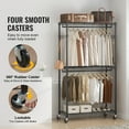 BENTISM 3-Tier Clothes Rack, 400 lbs, 2 Rods, Lockable Wheels, Side ...