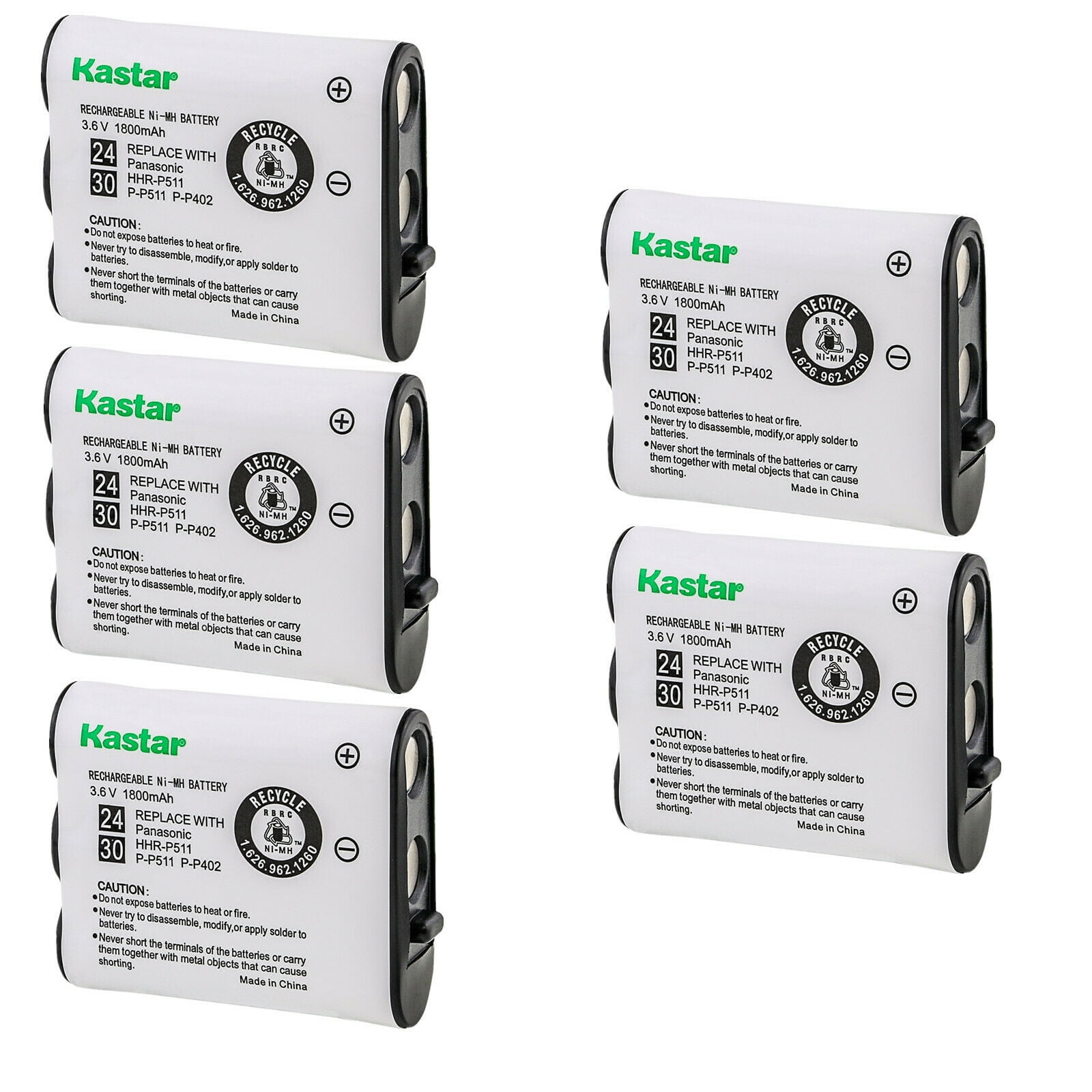 Kastar 5-Pack Battery Replacement for Panasonic TYPE 24 P511 P-P511 ...