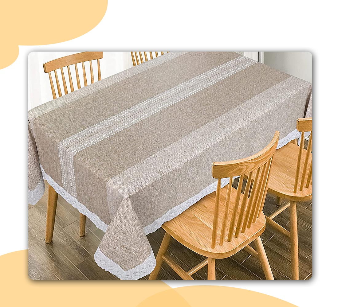 Vinyl Tablecloth with Flannel Backing,Plastic Waterproof Rectangular ...