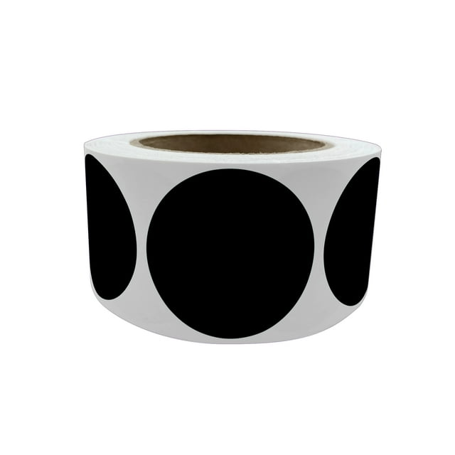 Royal Green dot Labels roll Circle Stickers in Black Round 2 inch ...