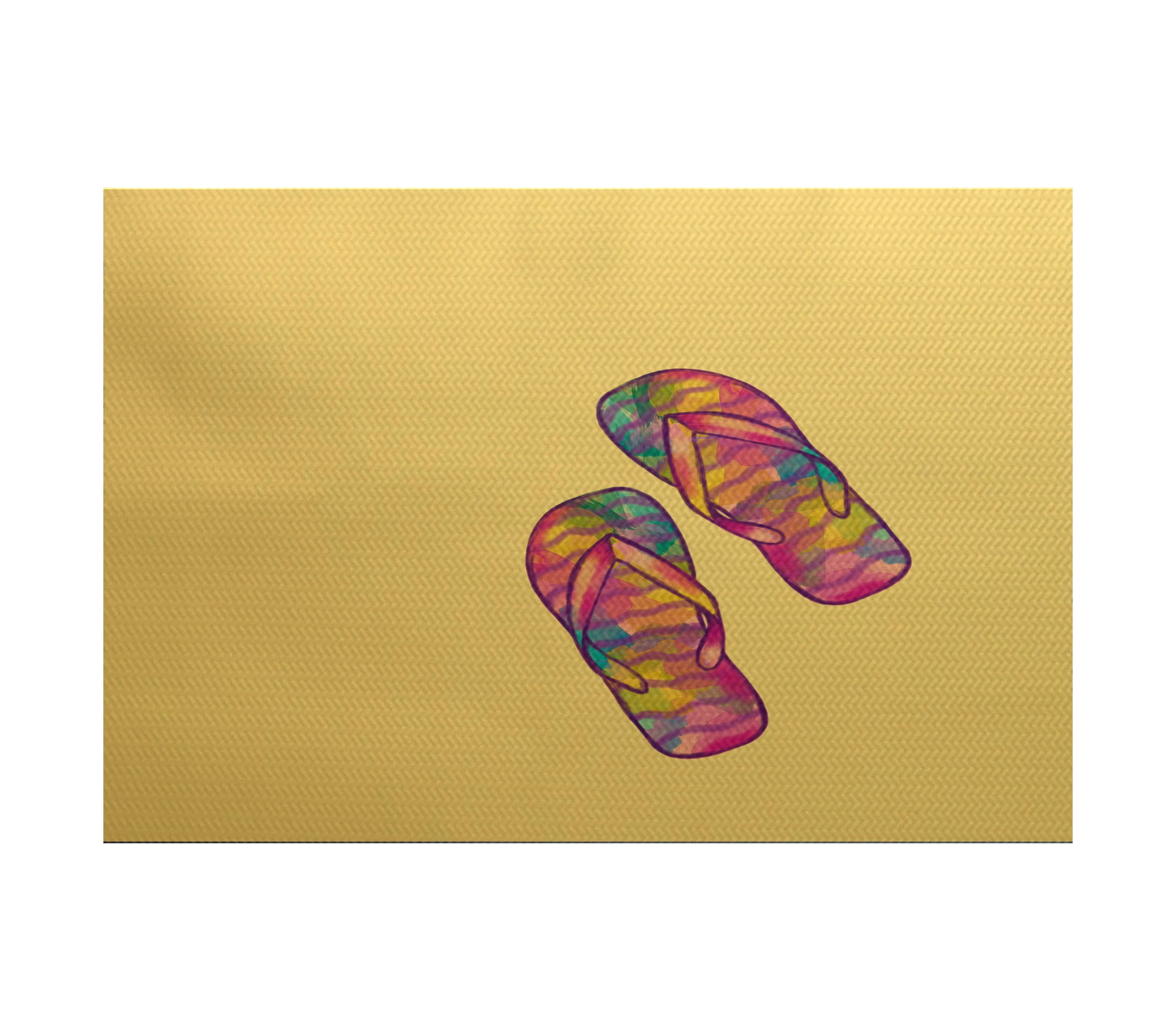 Simply daisy 3' x 5' rainbow flip flops geometric print indoor rug ...