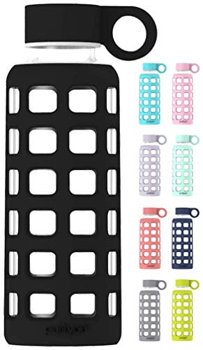 purifyou Premium Glass Water Bottle with Non-Slip Silicone Sleeve ...