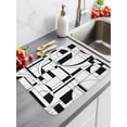 Black White Linear Grid Dish Drying Mat 18x24 inch Modern Abstract ...