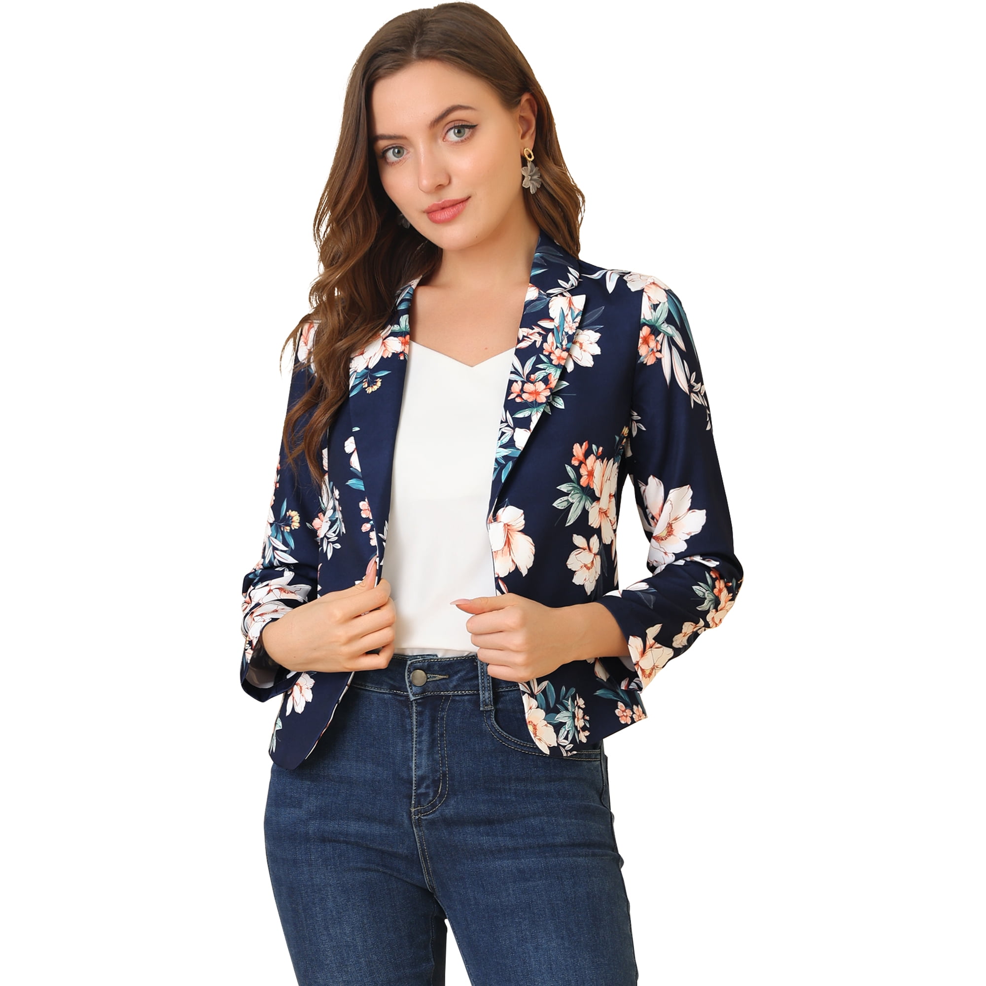 Click here for Inspire Chic Womens Open Front Floral Print Blazer prices