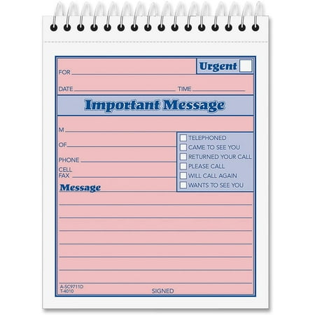 TOPS 2-Part Carbonless Phone Message Book, 4.25 x 6 Inches, Top Spiral ...