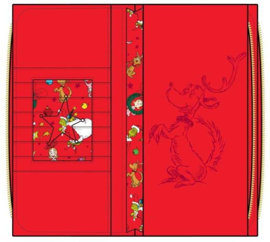Buy Loungefly Dr. Seuss The Grinch Loves The Holidays Zip Around Wallet ...