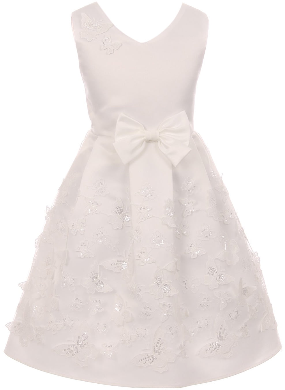 Little Girls Satin Butterfly Mesh Lace Ribbon Trim Holiday Party Easter ...