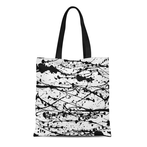 NUDECOR Canvas Tote Bag Ink Paint Splatter Black White Blobs Detailed ...