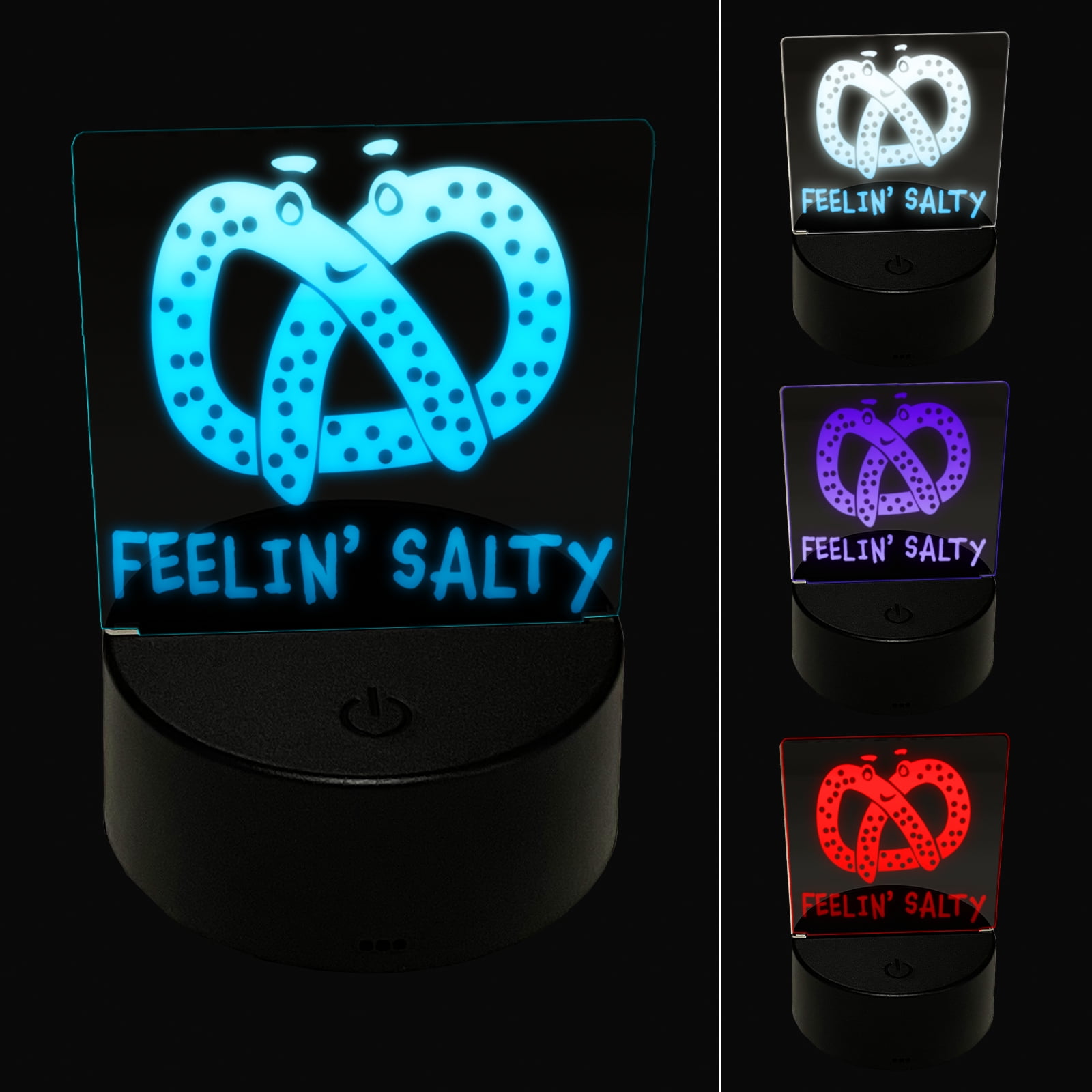 Feeling Salty Kawaii Pretzel Cute LED Night Light Sign 3D Illusion Desk ...
