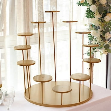 BalsaCircle 4ft Gold Large Round Metal Cake Stand, Tier Set for Wedding ...