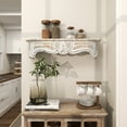 DecMode 36" x 6" Distressed 1-Tier White Scroll Wall Shelf - Walmart.com