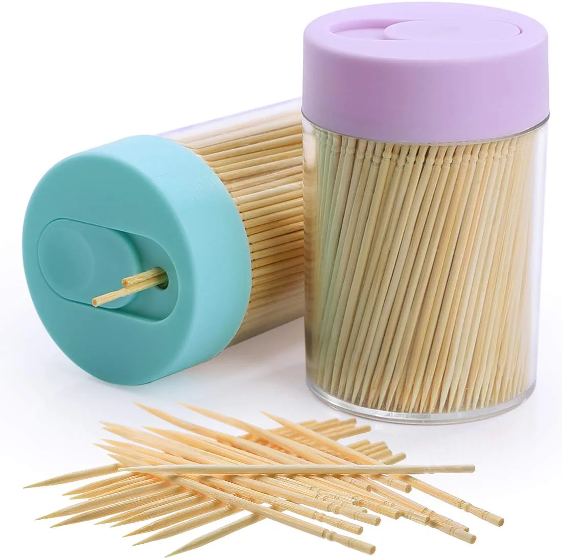 ZHAOCHENG Palillos de dientes de madera de bambú con mango adornado ...