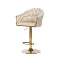 Modern Round Swivel Bar Stool Chair with Golden Base Adjustable Counter ...