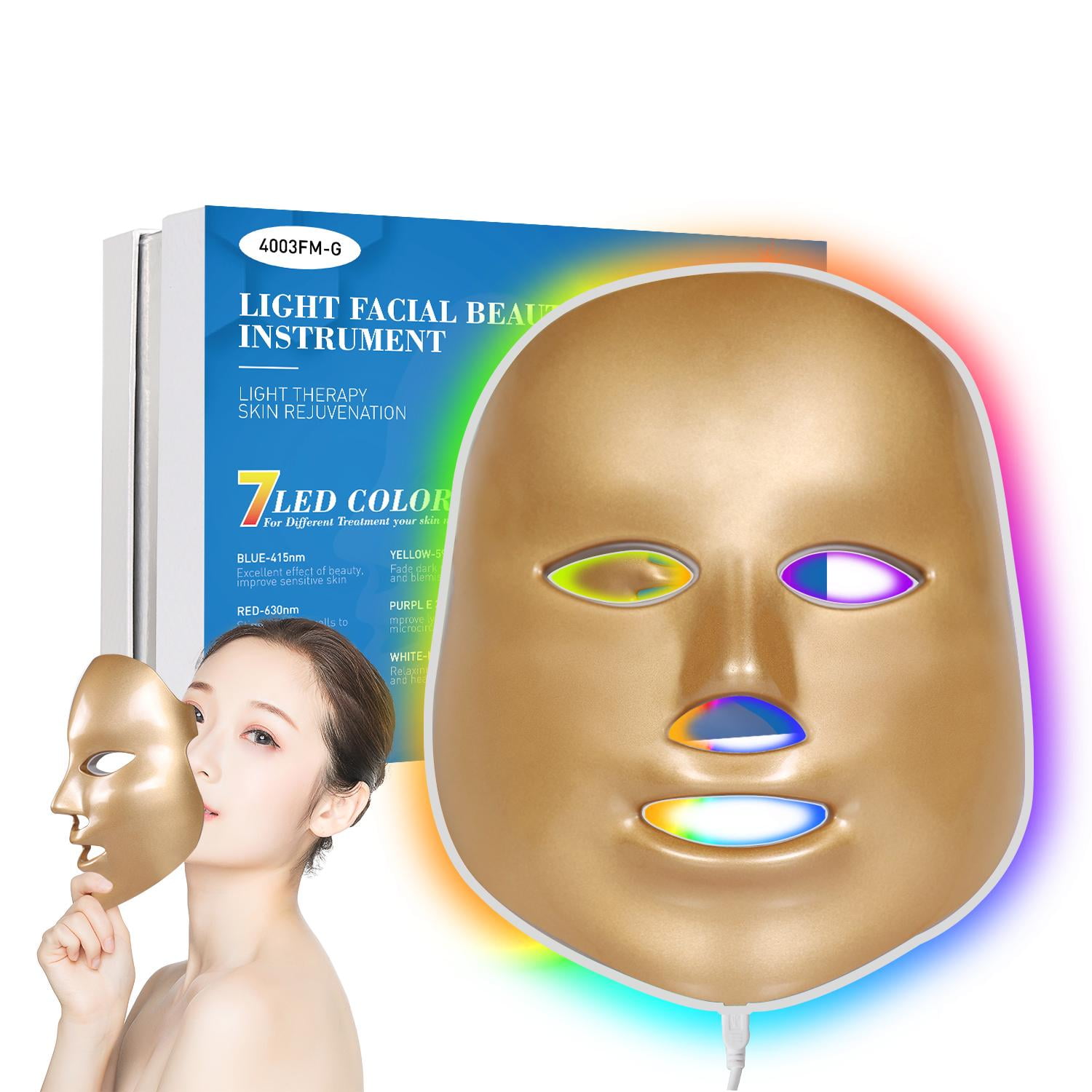 DGYAO LED Light Therapy Face Mask Facial Skin Care Wrinkles Acne Red ...