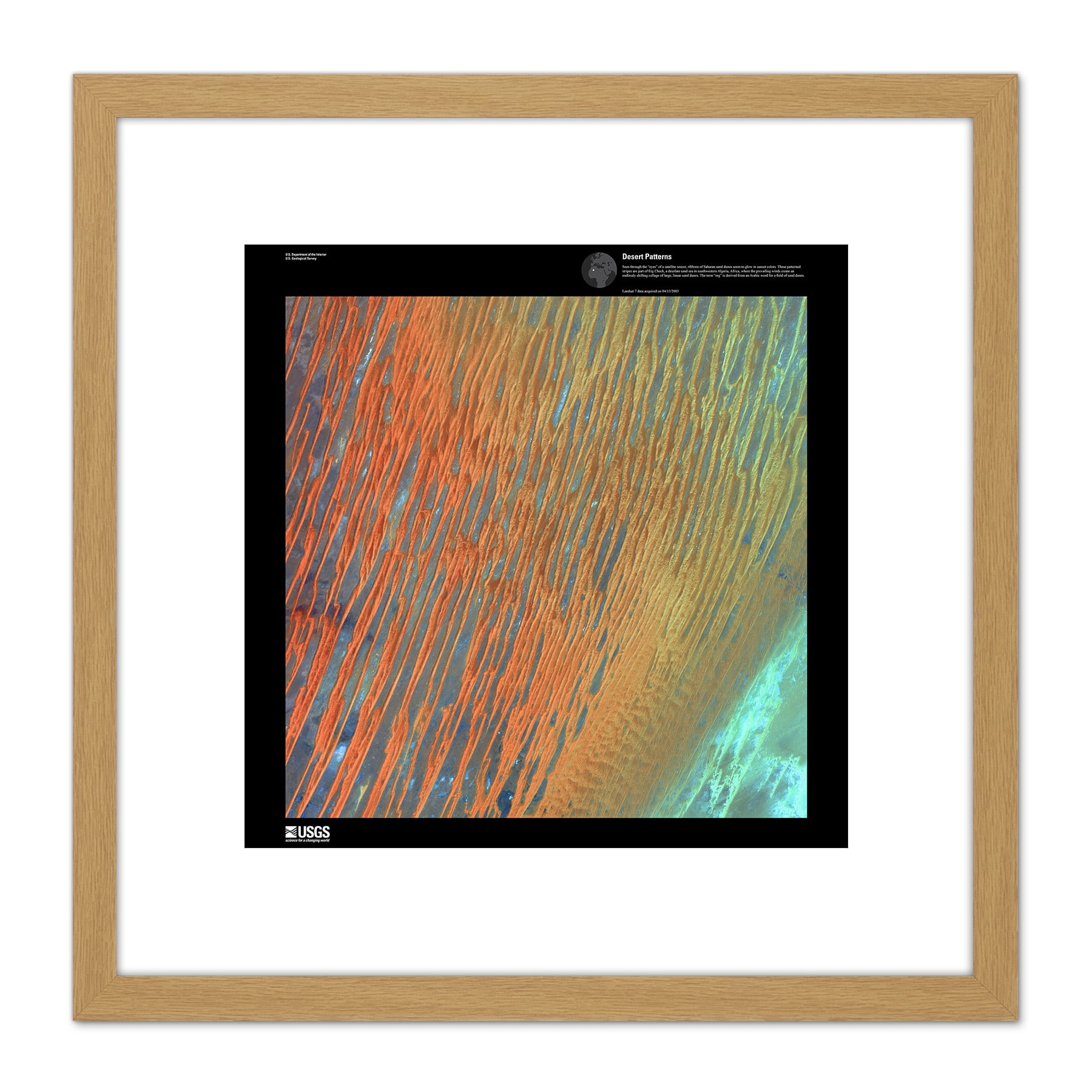 Earth Art USGS Desert Pattern 8X8 Inch Square Wooden Framed Wall Art ...