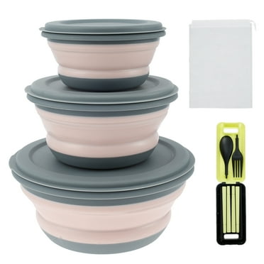 Collapsible Bowls with Lids- BPA Free Silicone, Reusable Hot or Cold ...