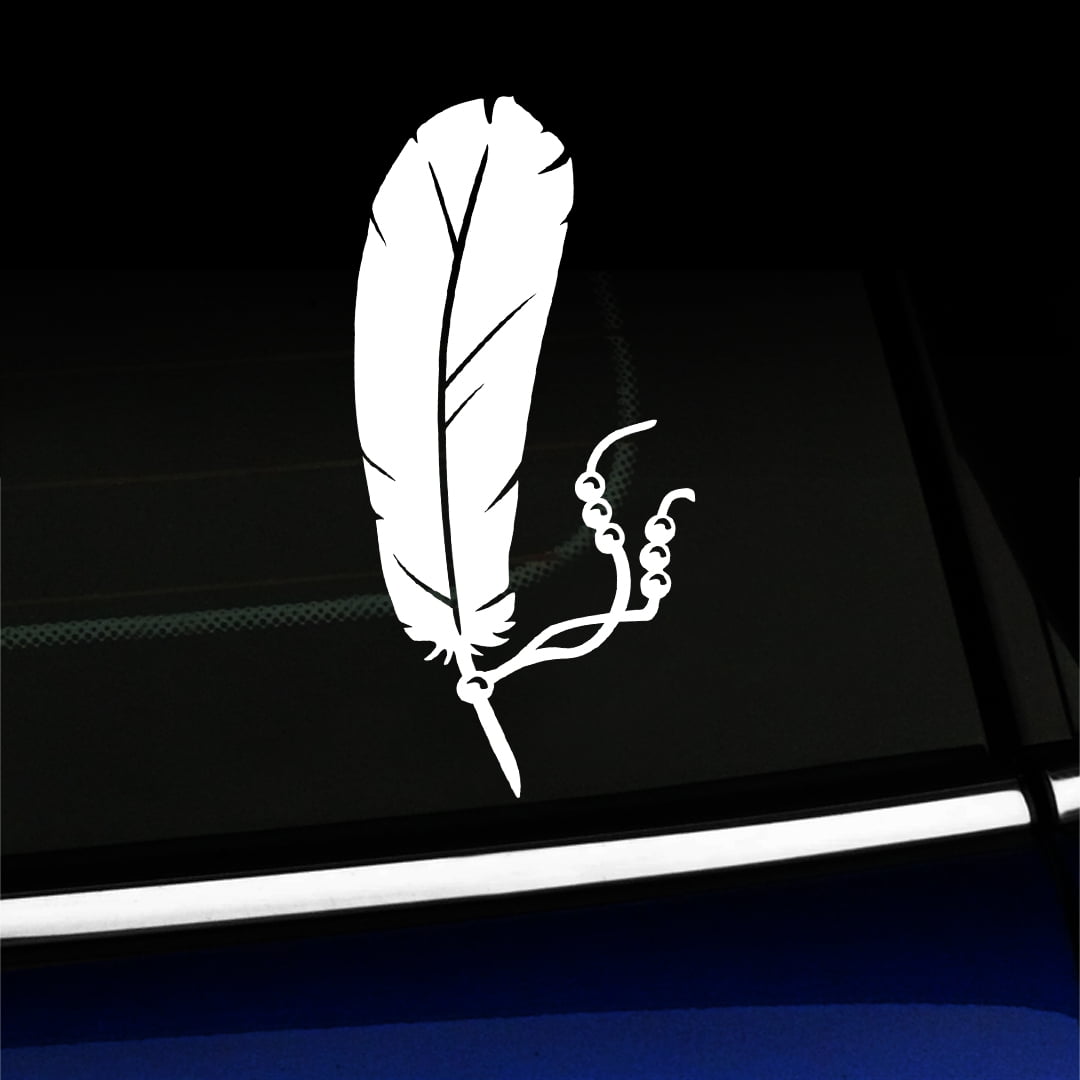 Feather and Beads - Vinyl Decal - Choose Color - [WHITE] - Walmart.com