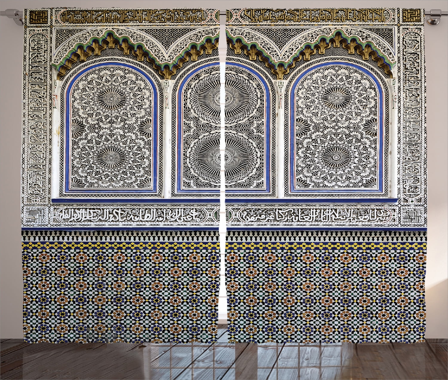 Arabian Decor Curtains 2 Panels Set, Nostalgic Moroccan Architecture ...